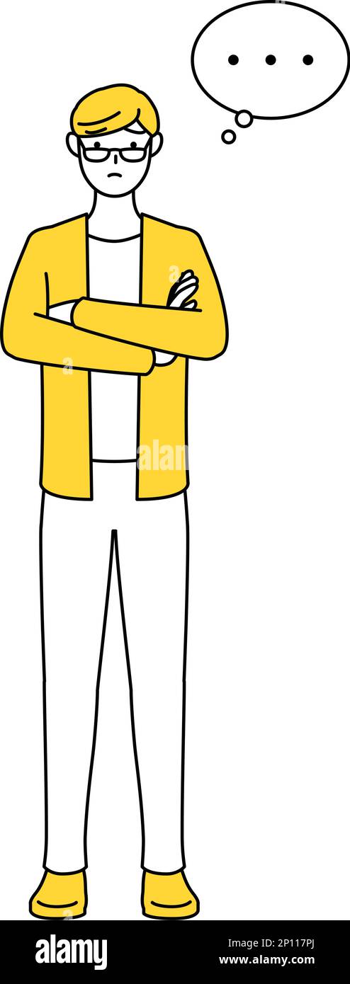 A casually dressed young man, arms crossed, thinking Stock Vector Image ...