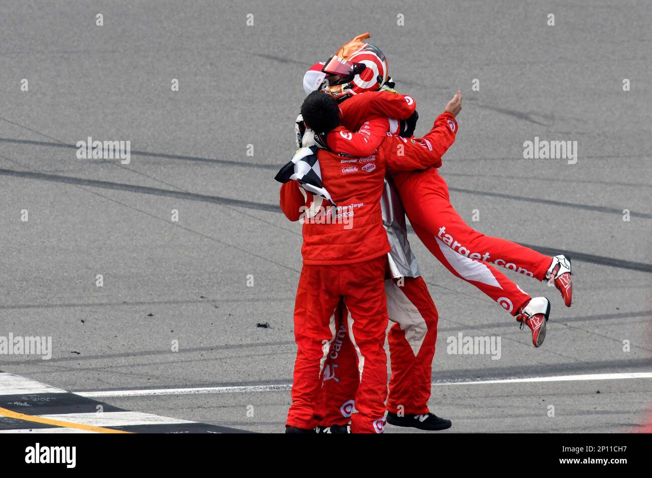 Kyle Larson (42) celebrates his win with a burnout during the NASCAR ...
