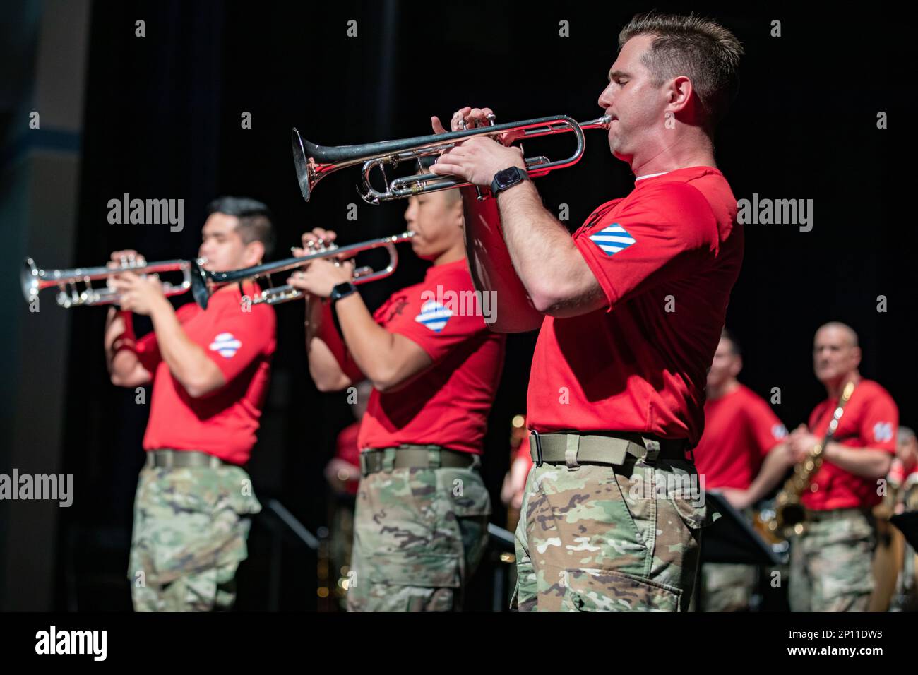 The Dogface Brass Band section of 3rd Infantry Division Band plays for ...