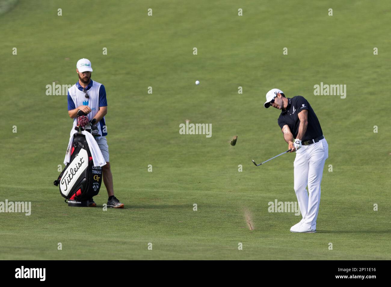 August 25, 2016: Cameron Tringale hits his approach shot from the ...