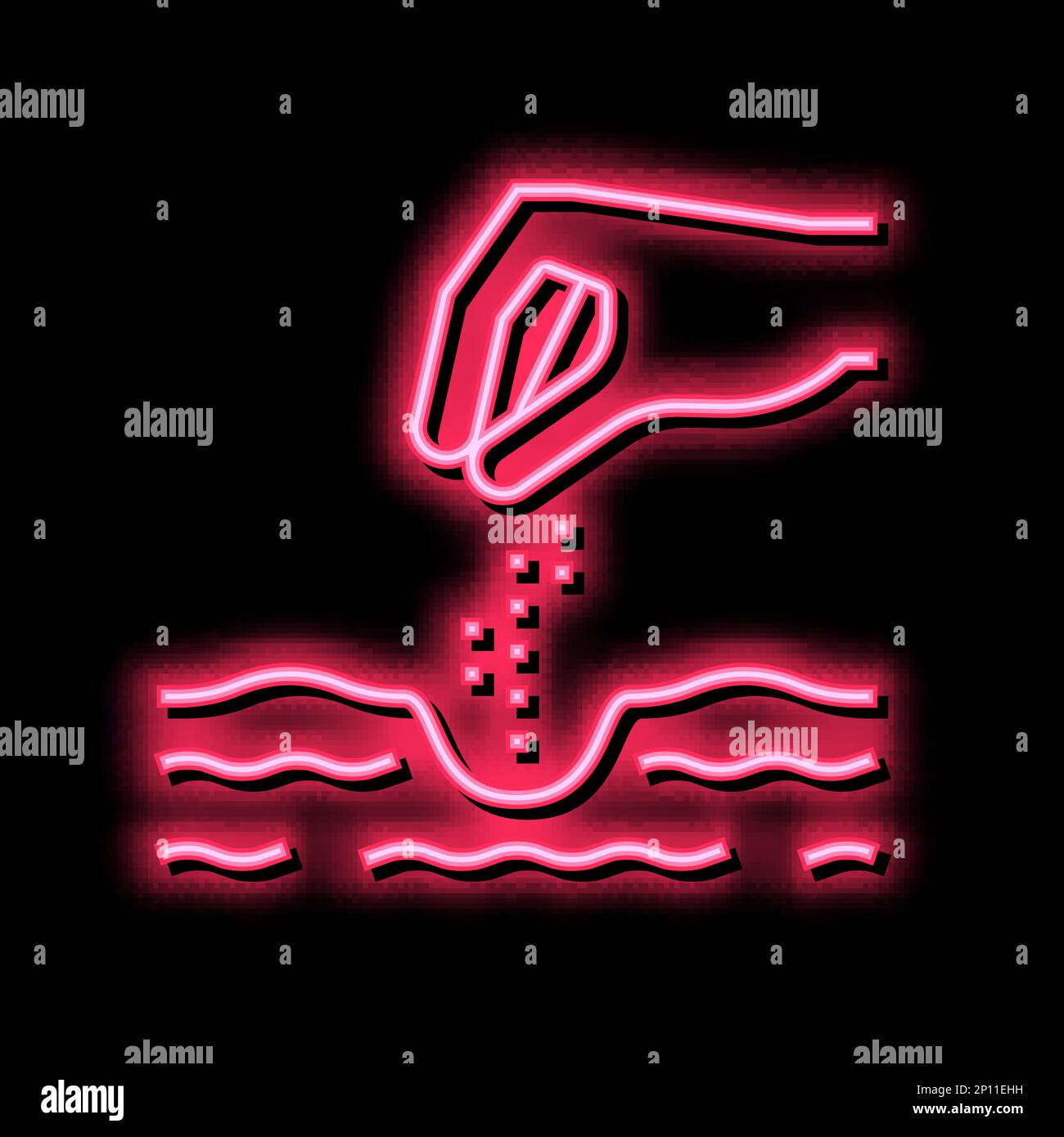 hand sowing seeds in ground neon glow icon illustration Stock Vector ...