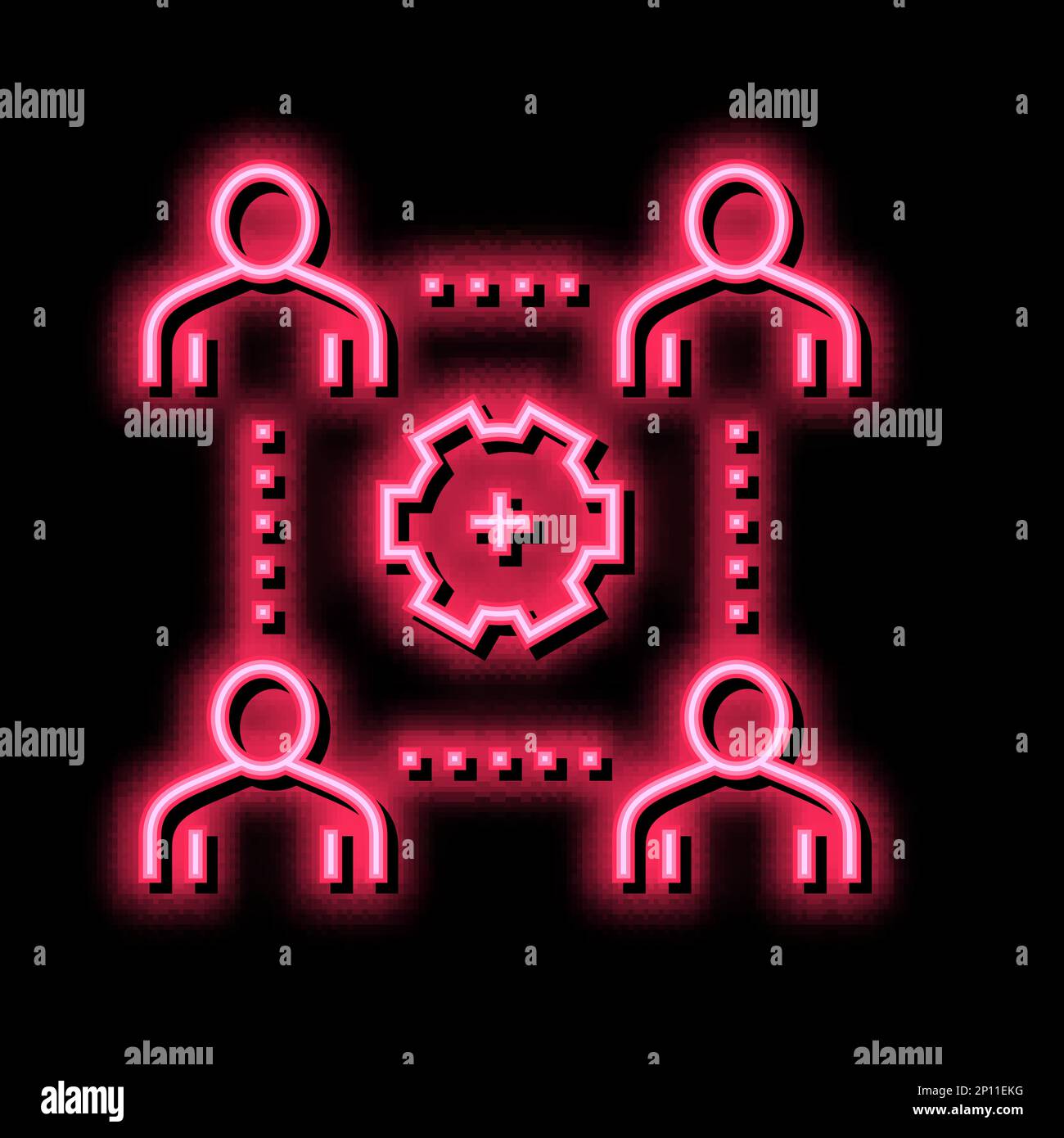 company employees working process neon glow icon illustration Stock ...