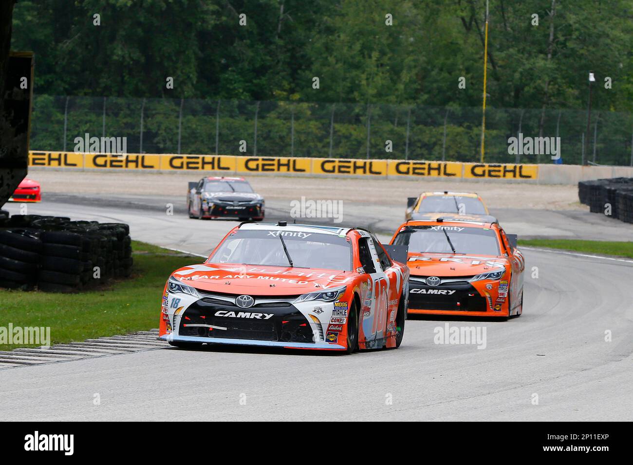 Owen Kelly (18) and Daniel Suarez (19) during the NASCAR Xfinity Series ...