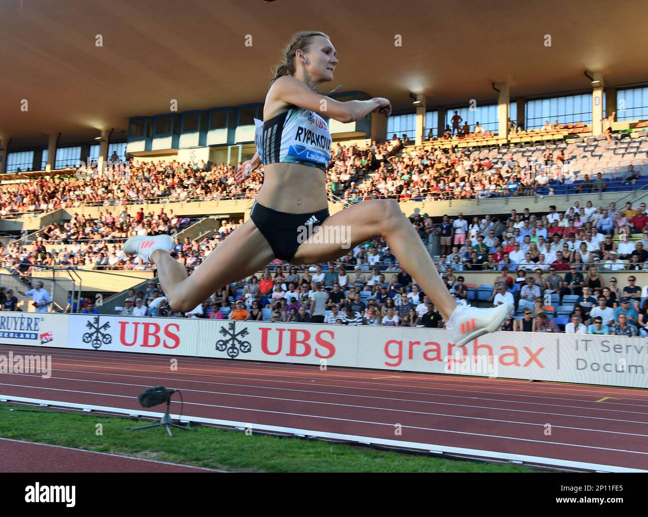 Aug 25, 2016; Lausanne, Switzerland; Olga Rypakova (KAZ) places second ...