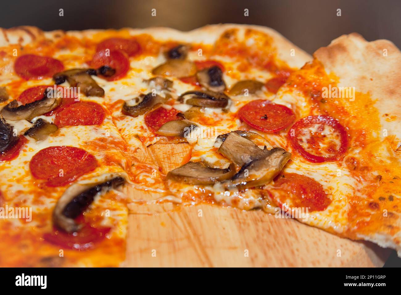 Food, Cooked, Pizza, Mushroom and Pepperoni Pizza in La Tavola Italian ...