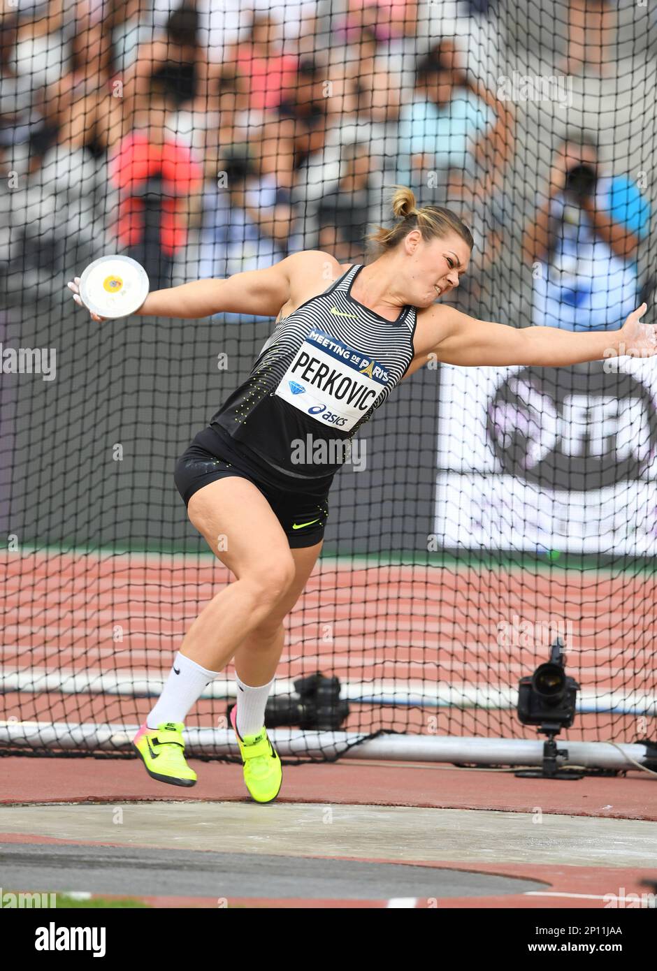 Sandra Perkovic (CRO) wins the women's discus at 221-6 (67.62m) in the ...