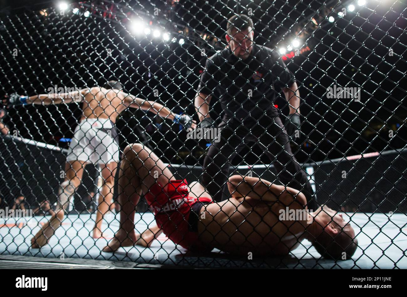 Shane Campbell, front, of Kelowna, British Columbia, lies in the ...