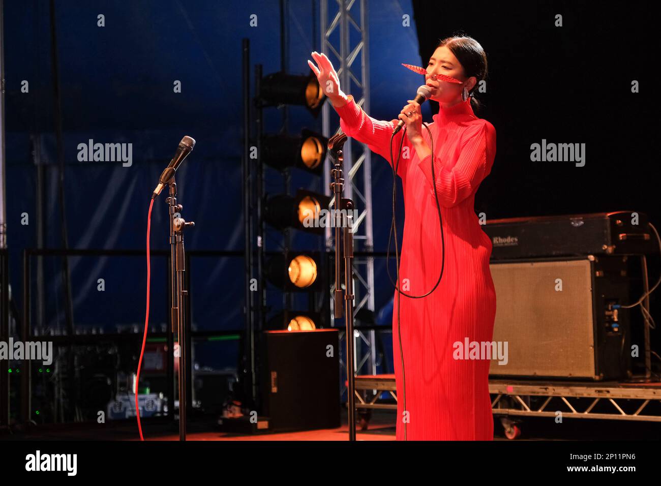 Hatis Noit performing during the 40th Anniversary of the WOMAD Festival ...