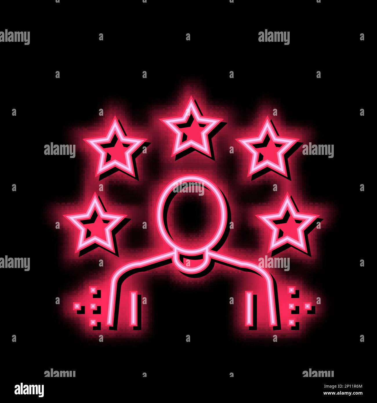 human with stars review neon glow icon illustration Stock Vector Image ...