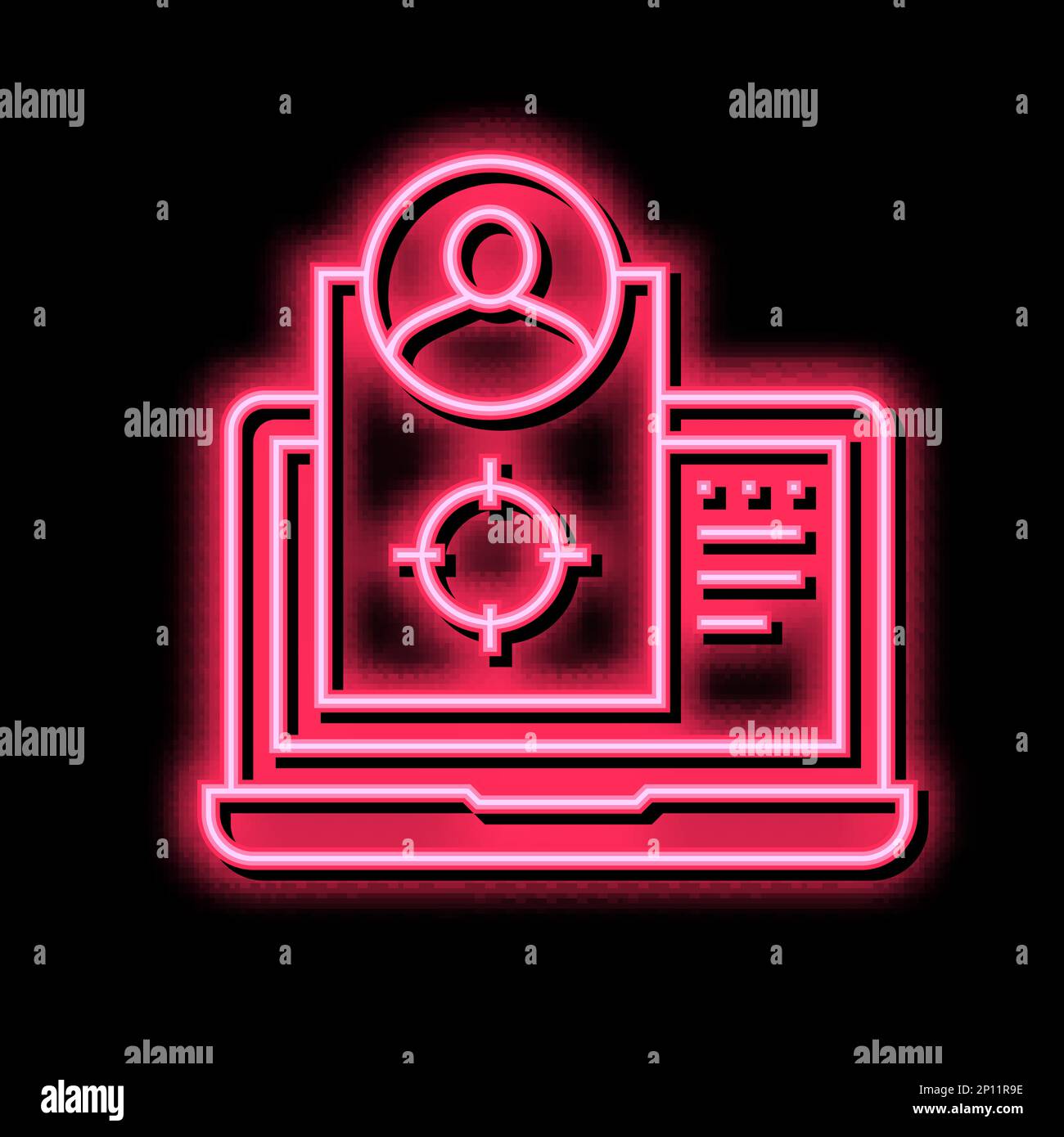 employee target laptop screen neon glow icon illustration Stock Vector ...