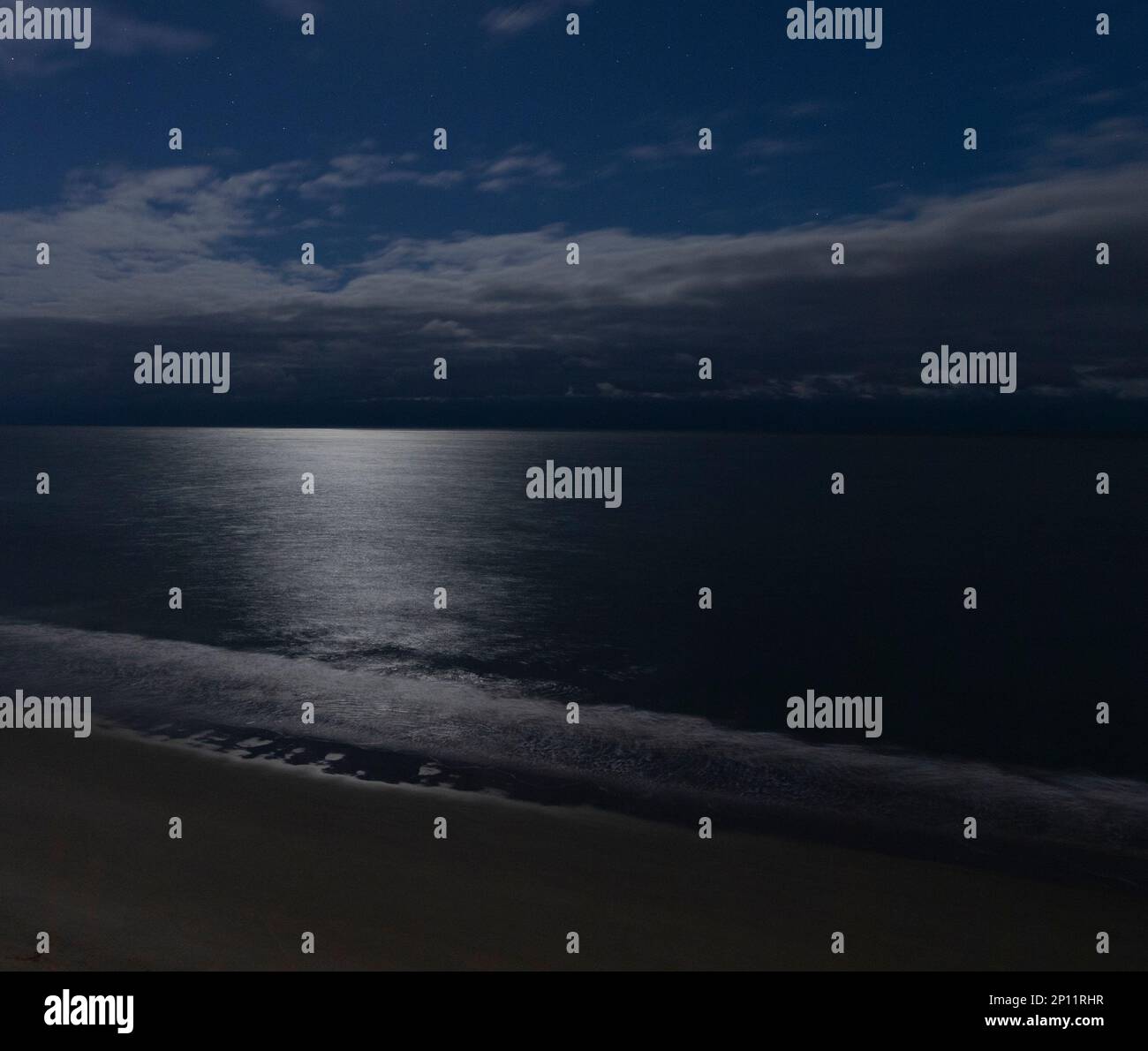 Moonlight reflecting on the water at Myrtle Beach in South Carolina ...