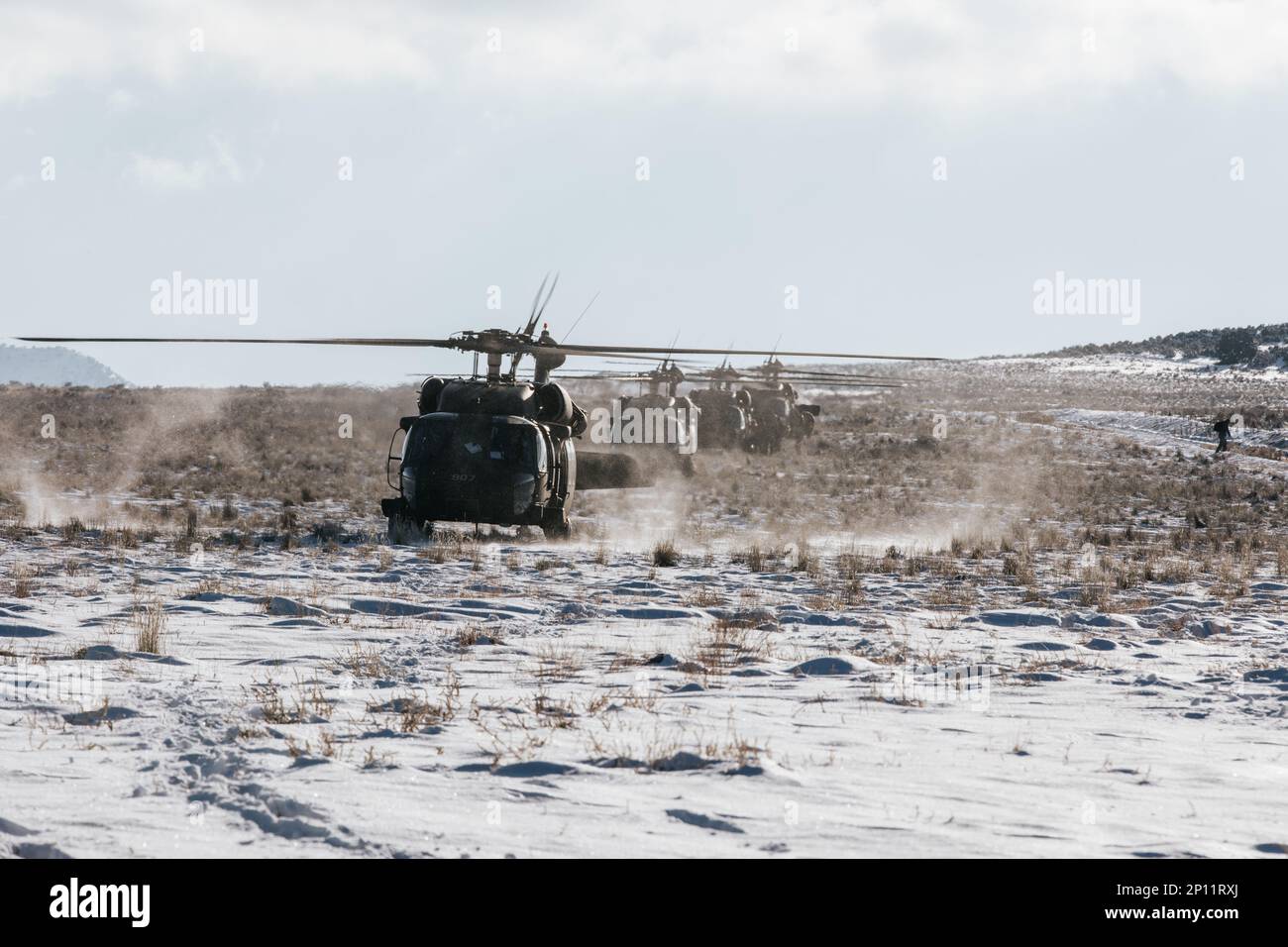 U.S. Army UH-60 Black Hawk Helicopters assigned to the 1-211th Aviation ...