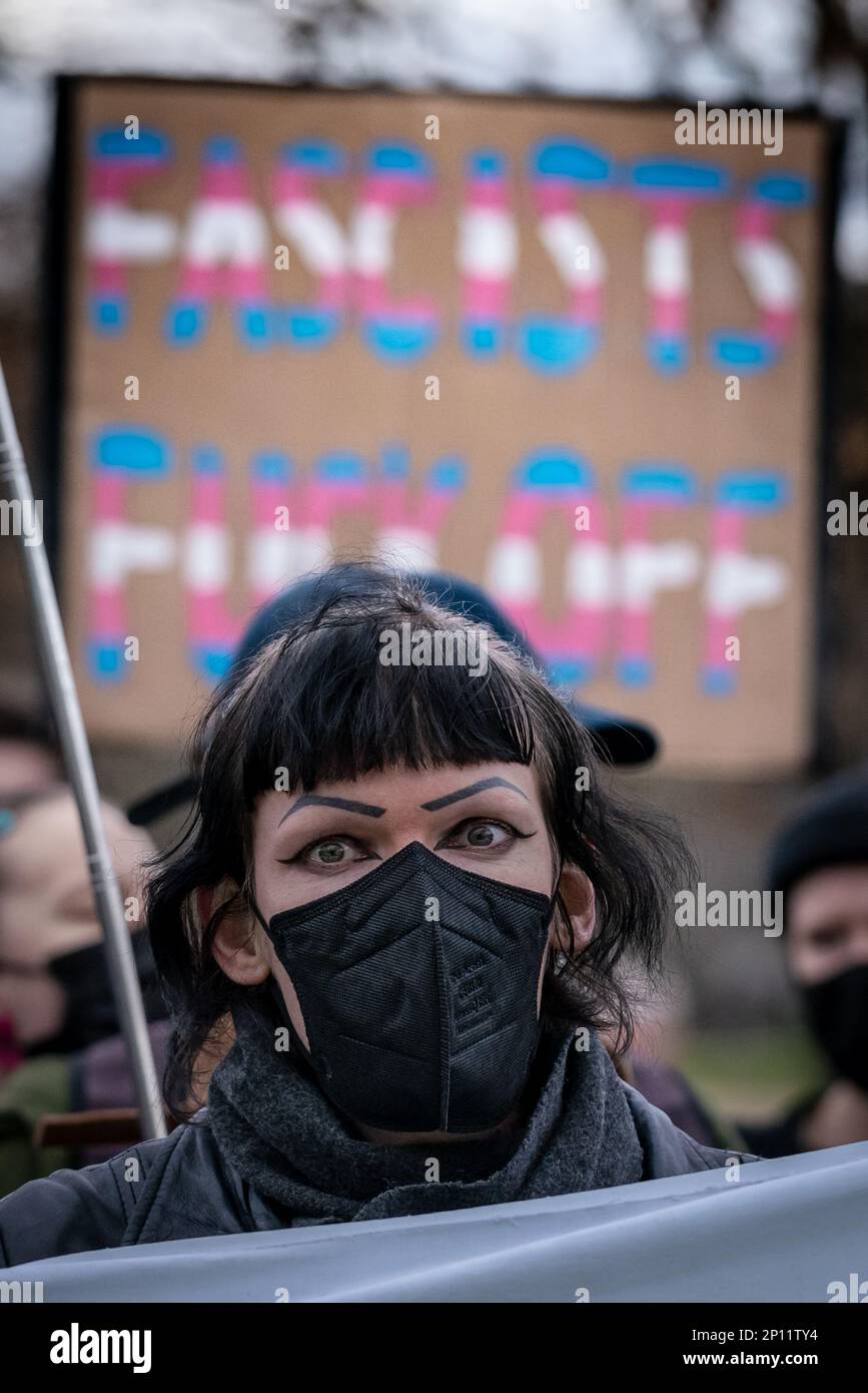 Transgender rights activists counter-protest and clash with Standing ...