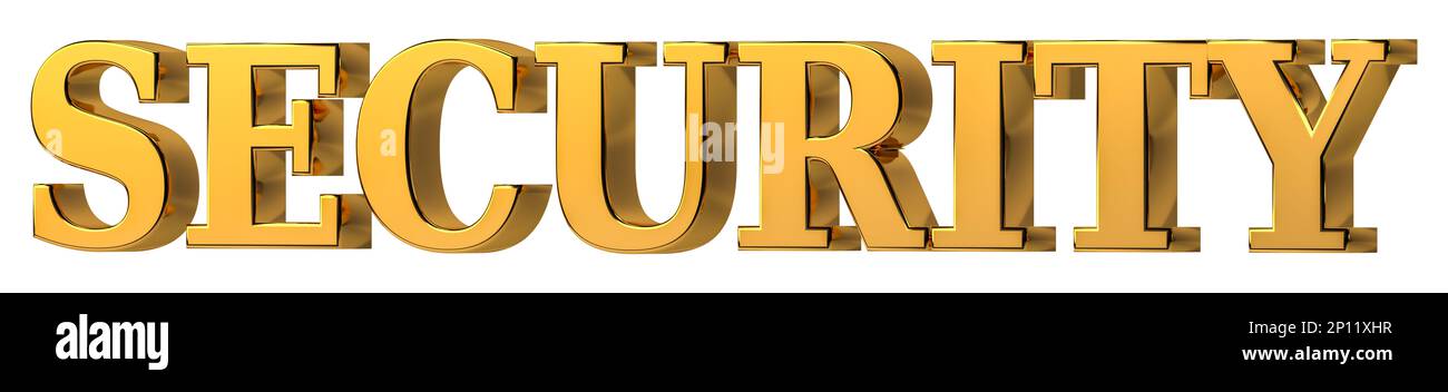 Golden word SECURITY isolated. Protection concept Stock Photo - Alamy