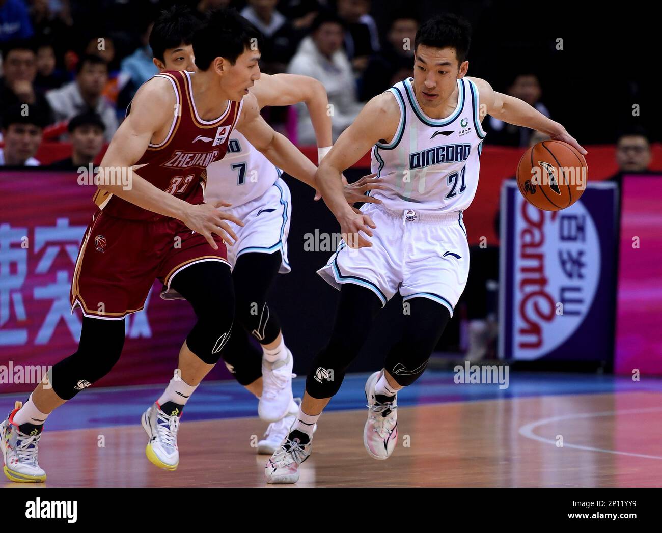 Qingdao, China's Shandong Province. 3rd Mar, 2023. Wang Hong (R) of ...