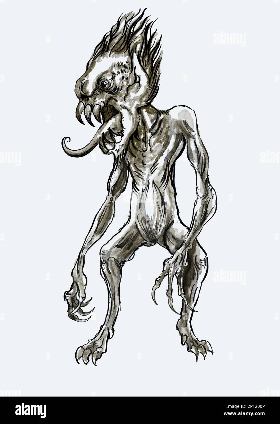 wendigo monster illustration Stock Photo - Alamy