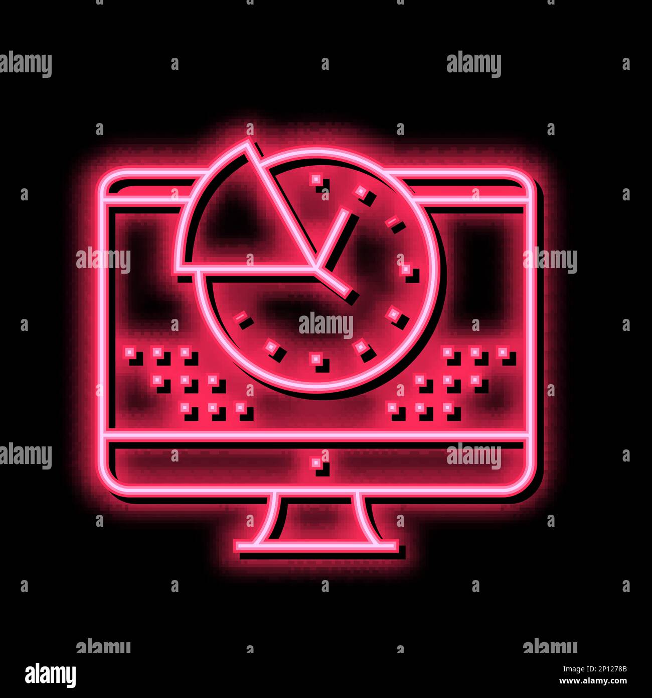 time for working on computer neon glow icon illustration Stock Vector ...