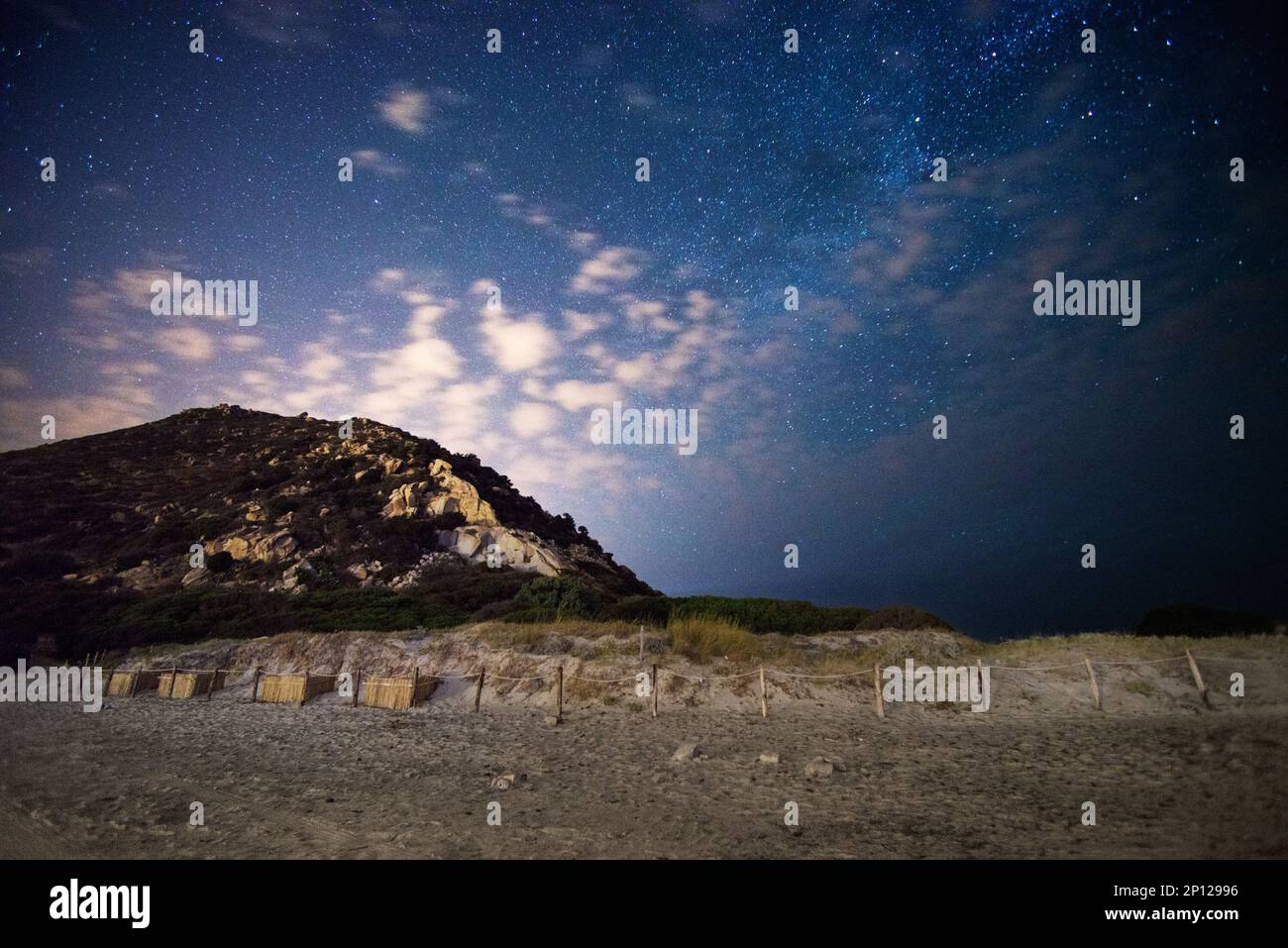 Tropical starry beach night illustration hi-res stock photography and ...