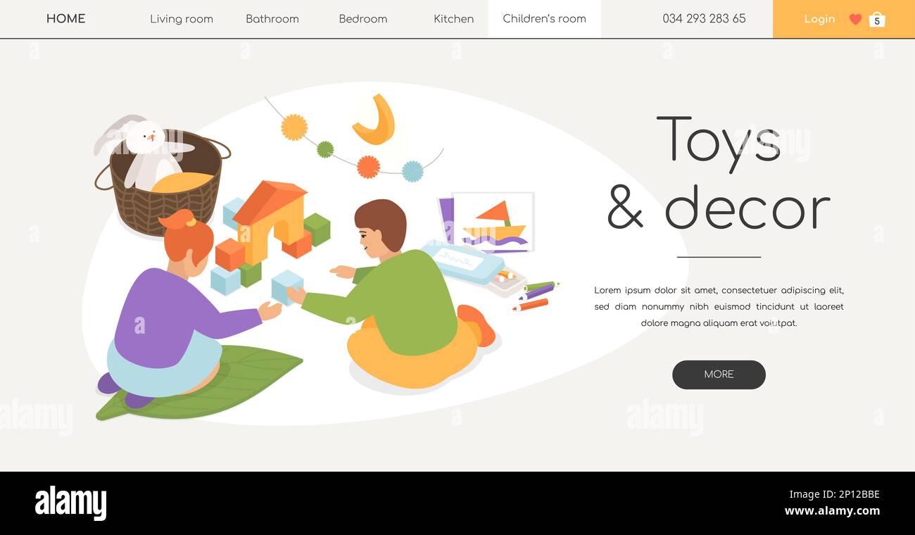 Children toys and decor - modern isometric web banner Stock Vector ...