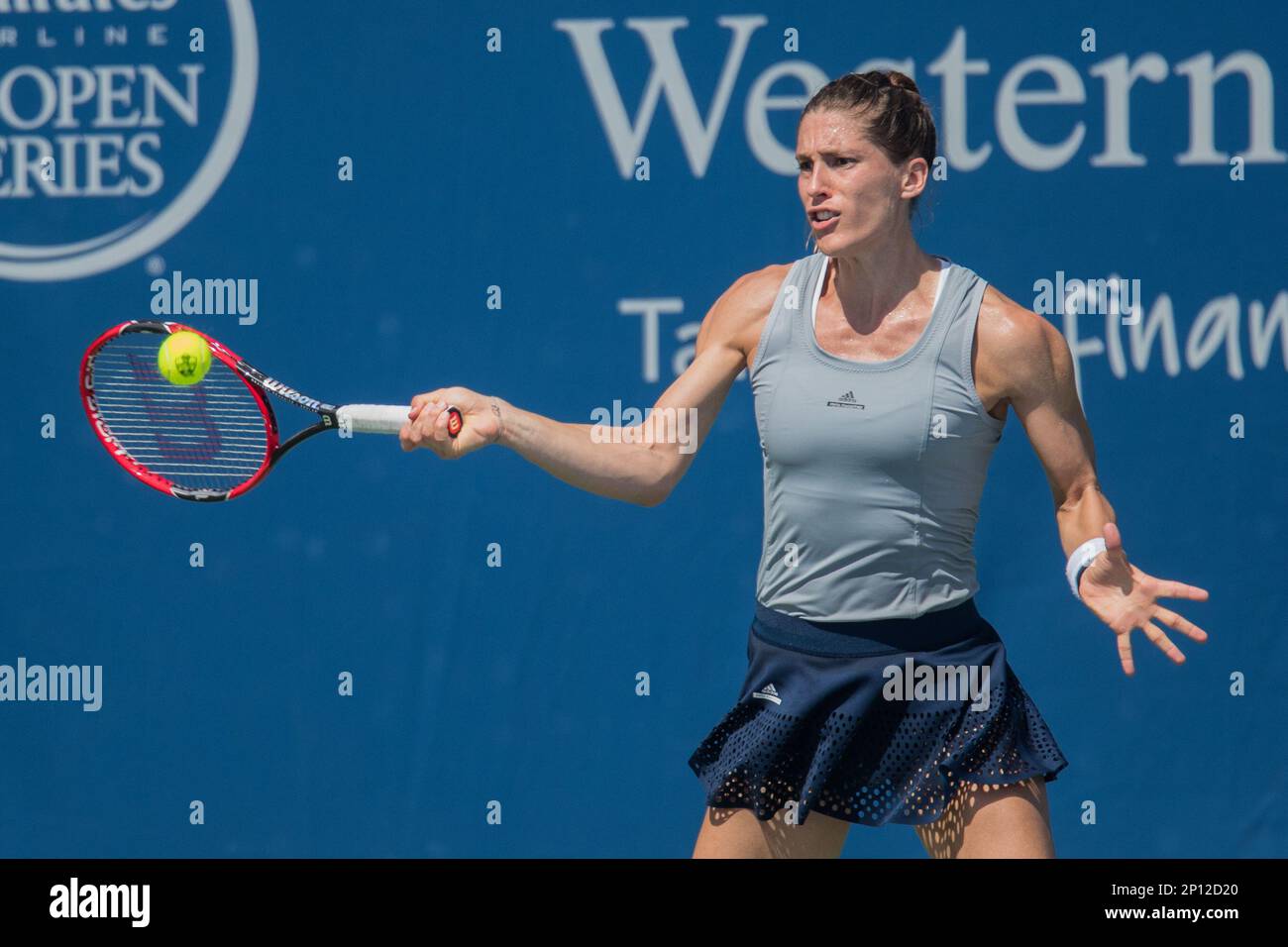 August 17, 2016 - Mason, Ohio, USA - Andrea Petkovic (GER) hits a forehand shot during Wednesday ...
