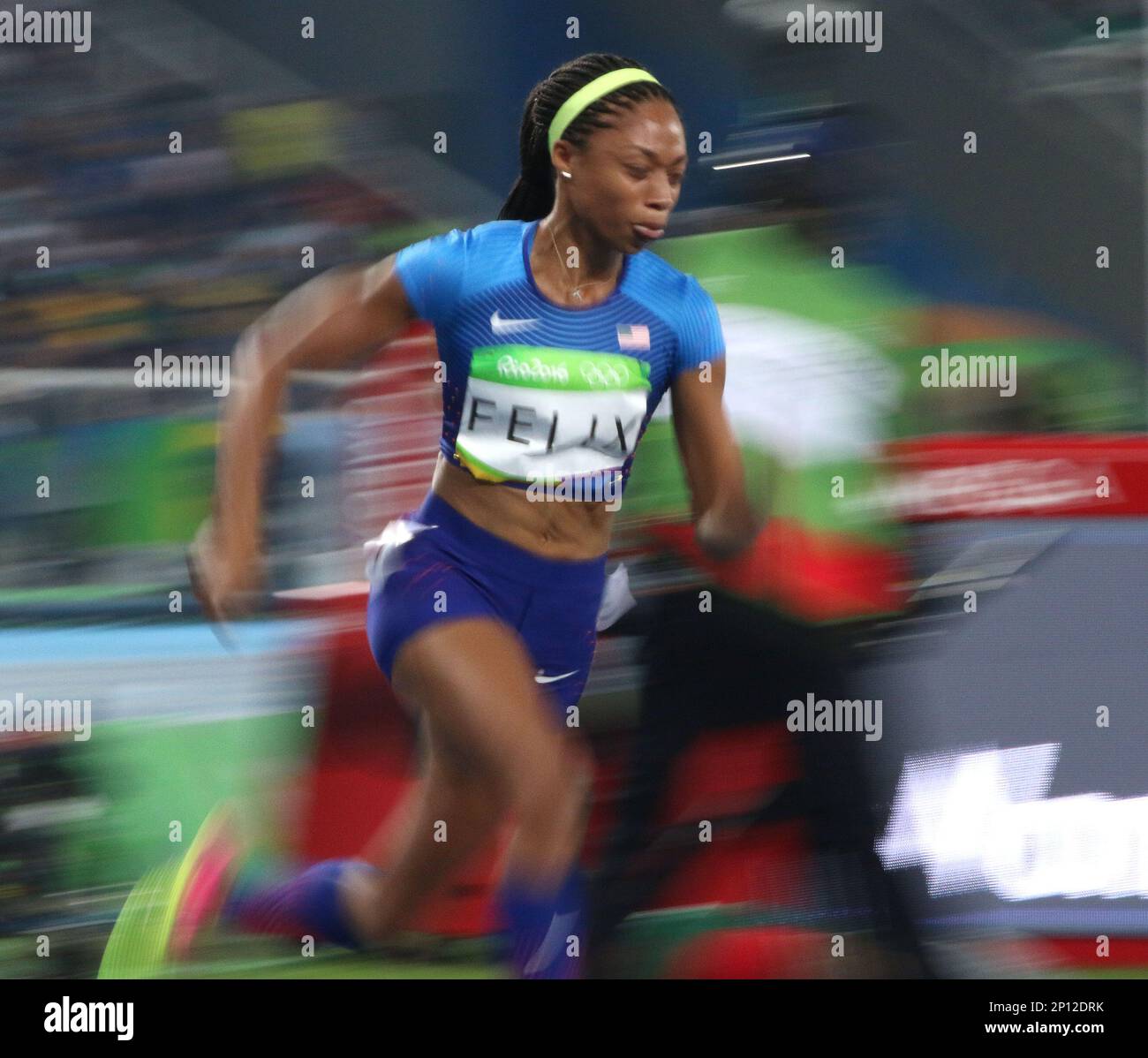 Allyson Felix of the USA on the track at Olympic Stadium, Sunday ...
