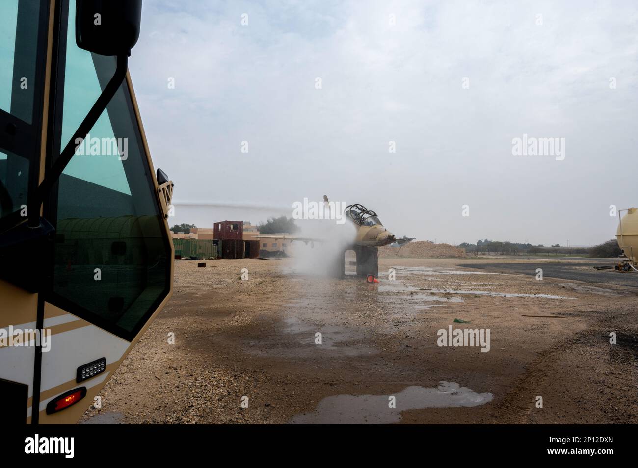 A 386th Expeditionary Civil Engineer Squadron firefighter, drives a P ...