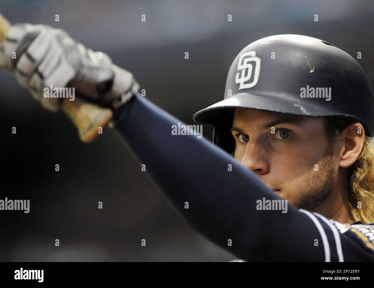 San Diego Padres outfielder Travis Jankowski (16) watches play from the ...