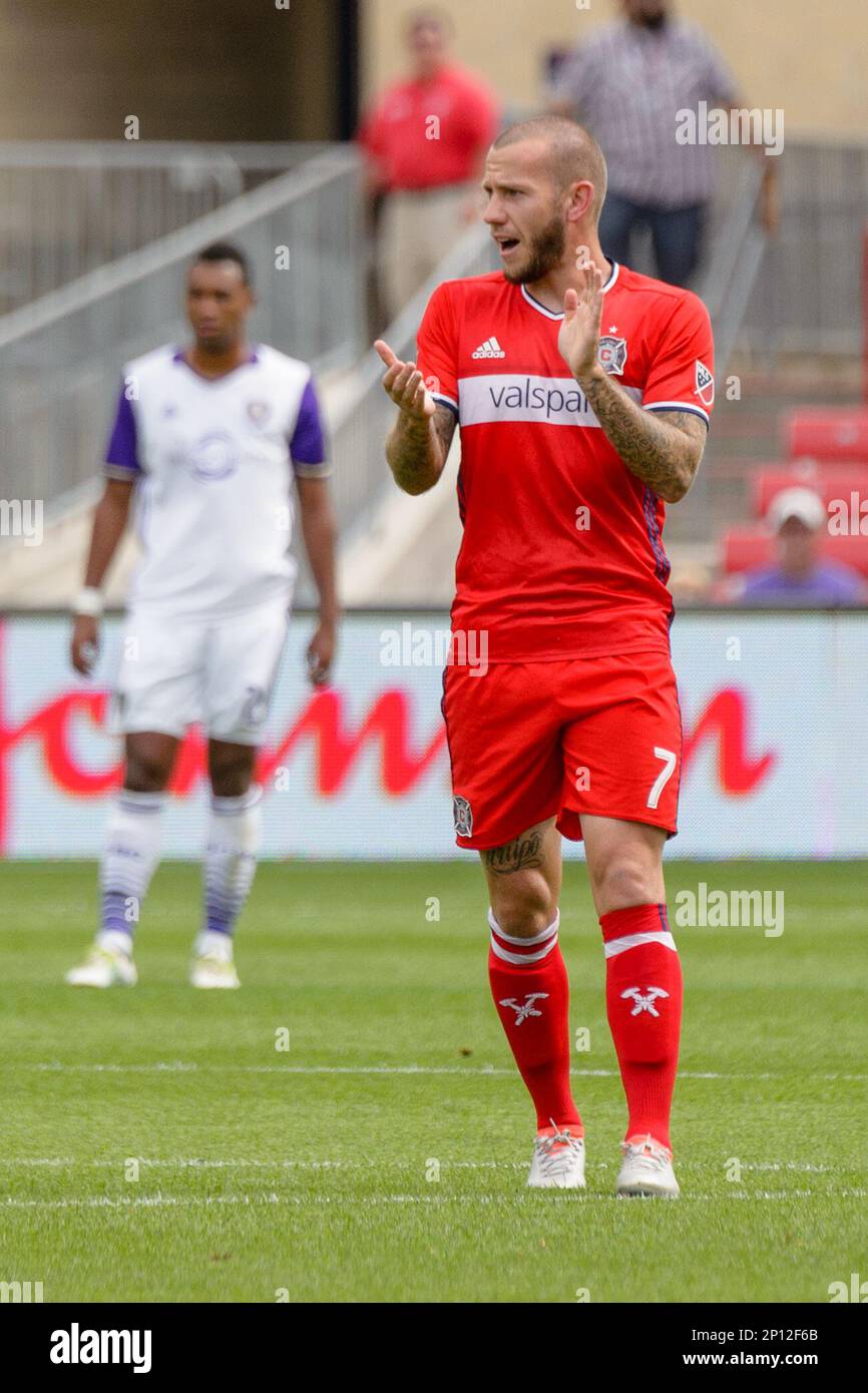 14 August 2016: Chicago Fire midfielder John Goossens (7) during a ...