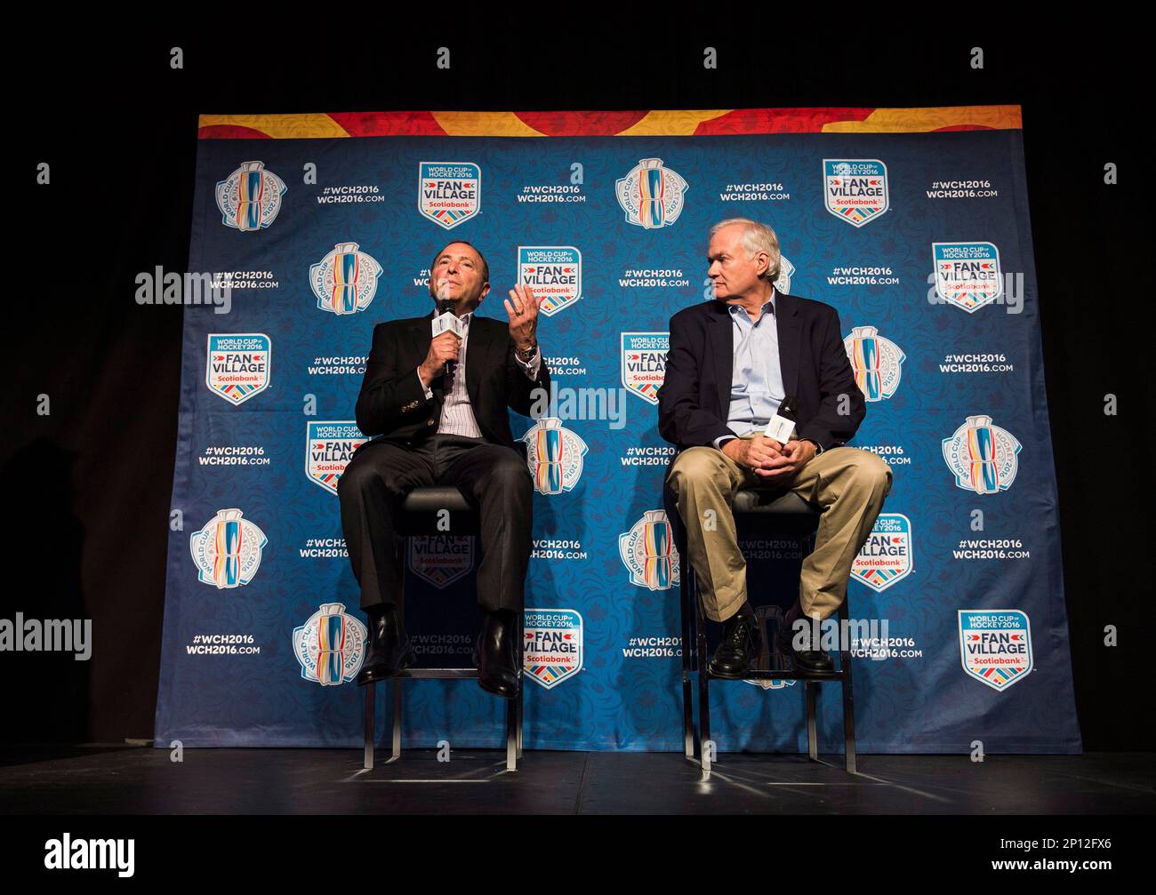 NHL Commissioner Gary Bettman, left, and Executive Director of the ...