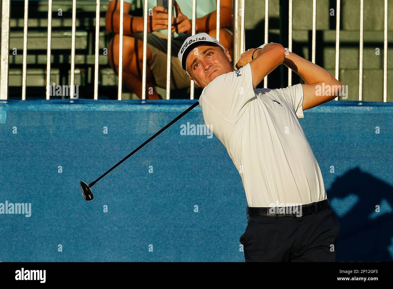August 17, 2016: Justin Thomas tess off into the sun to start the Louis ...