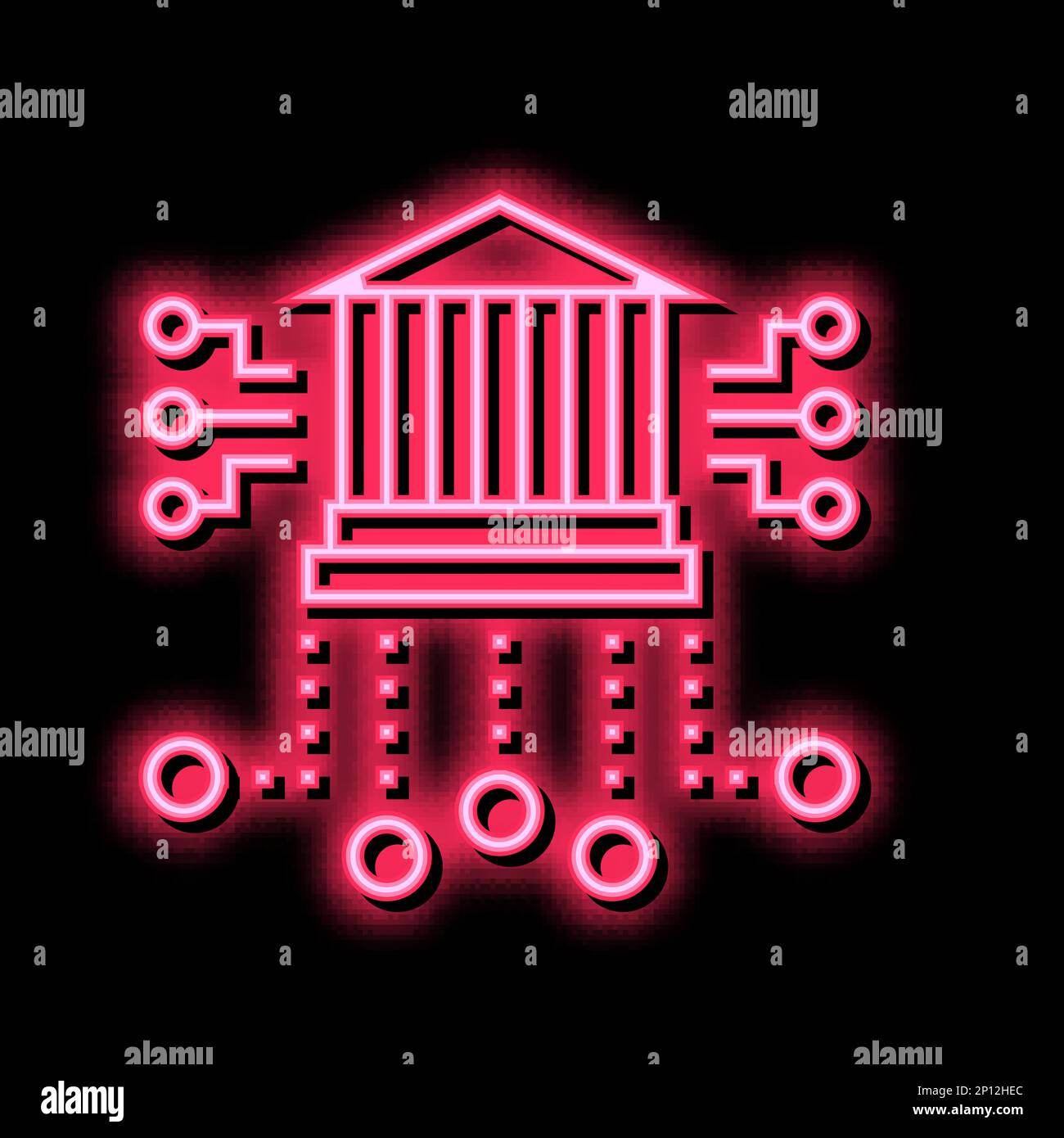 financial building characteristics neon glow icon illustration Stock ...