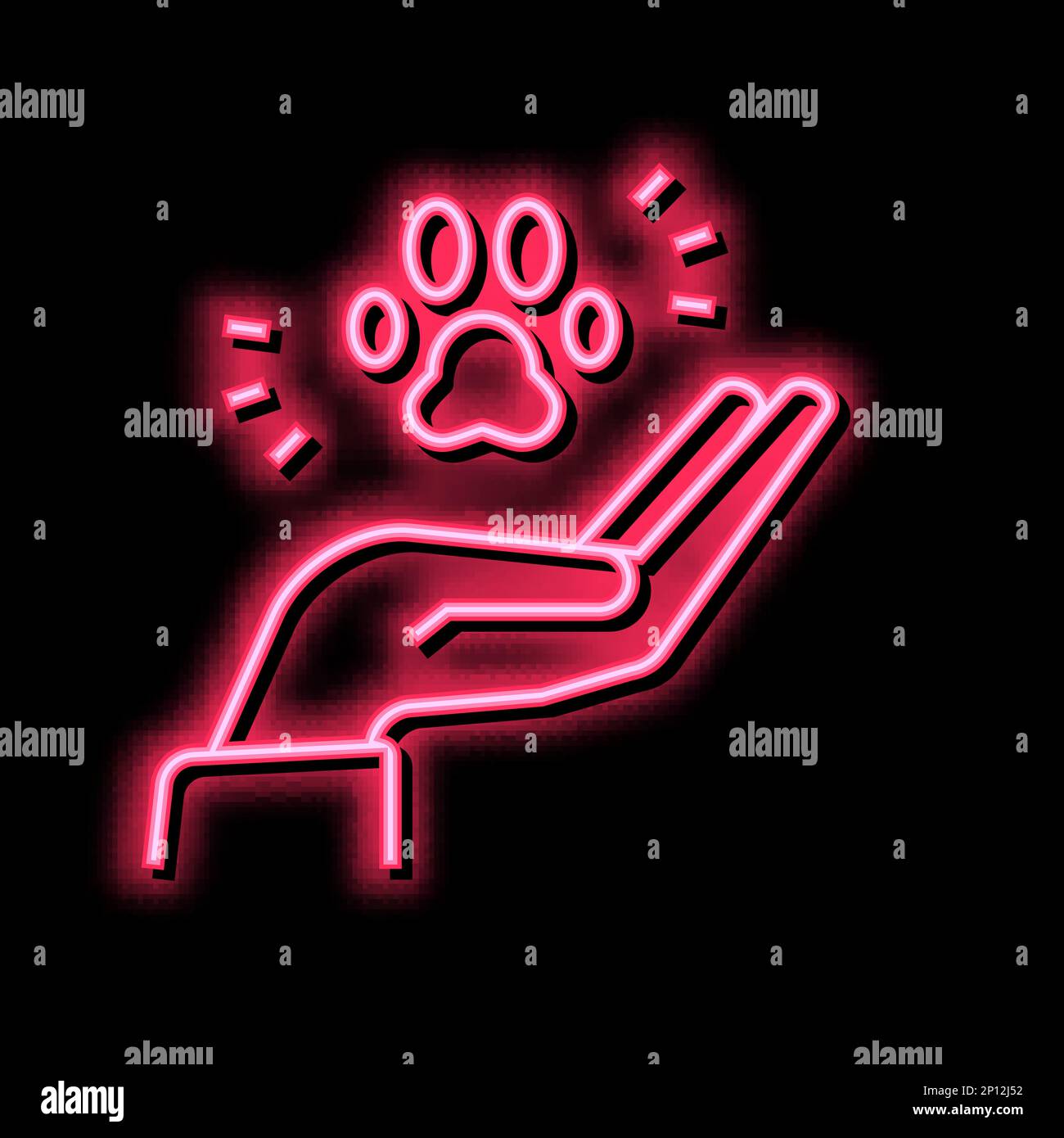 hand hold animal paw neon glow icon illustration Stock Vector Image ...