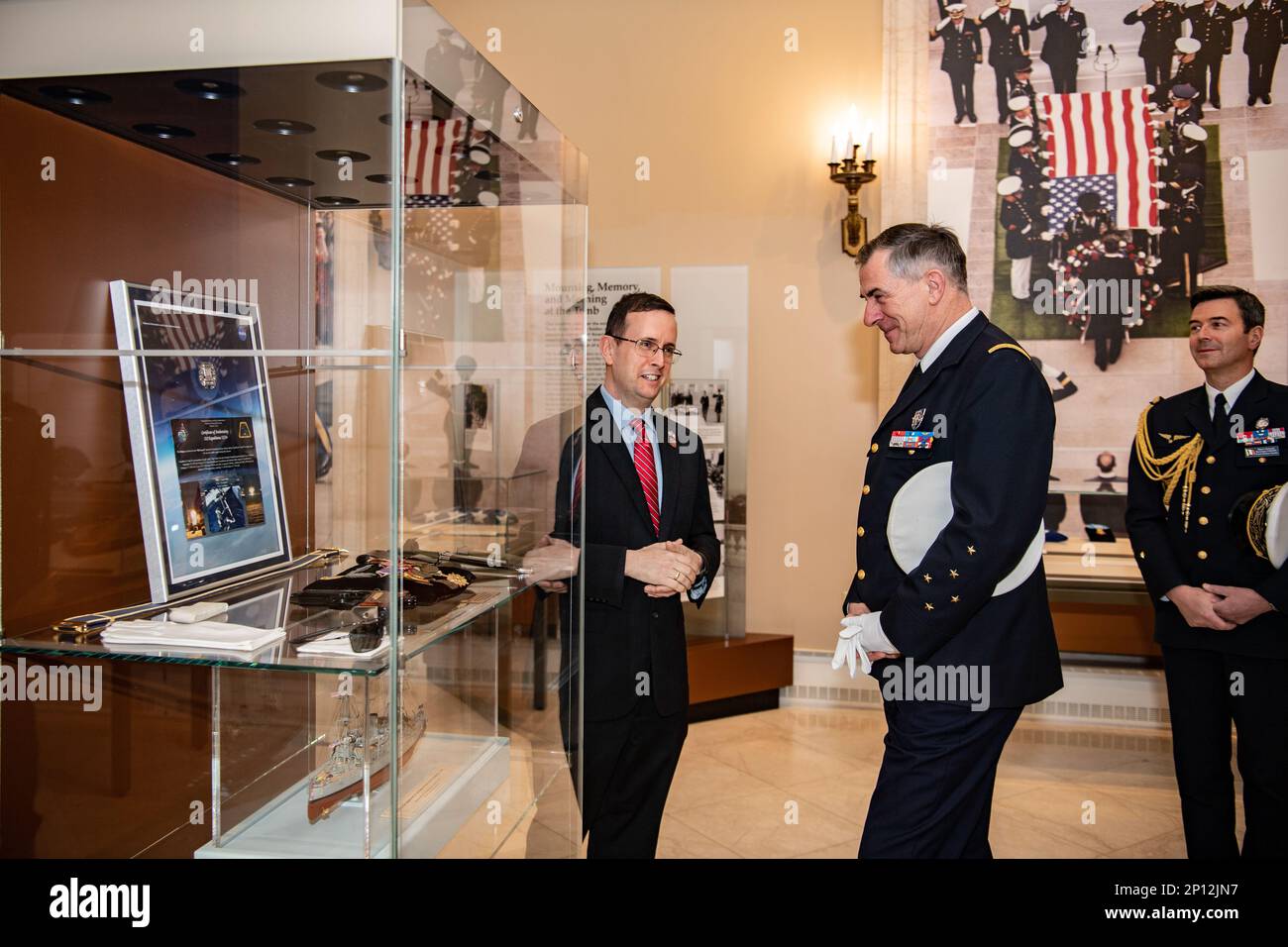 Tim Frank, historian, Arlington National Cemetery, gives a tour to ...