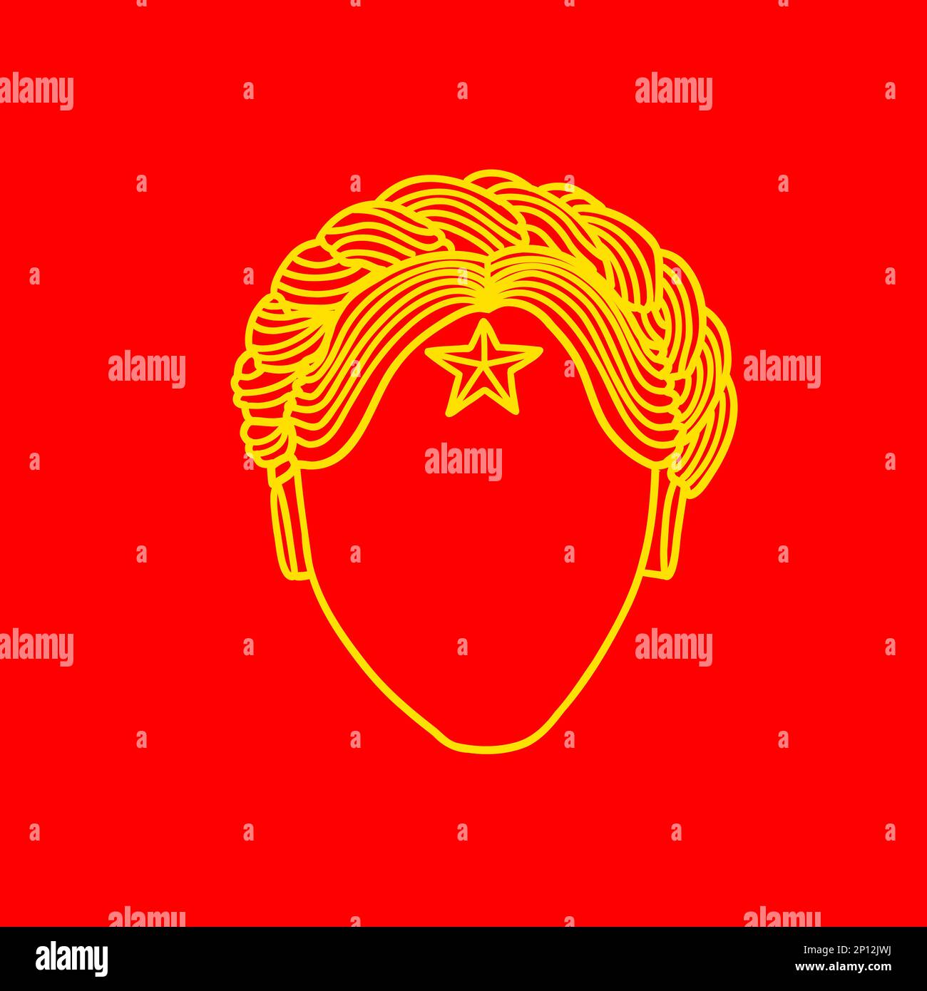 Twin robot lady face from new game. Atomic and Heart. Yellow and Red ...