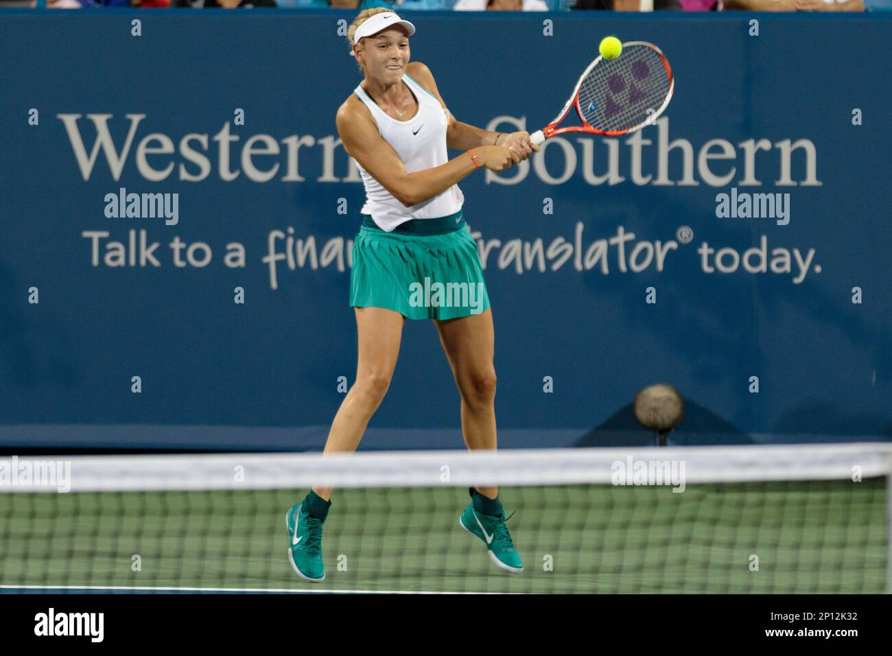 August 15th, 2016: Donna Vekic (CRO) two-handed backhand shot during ...