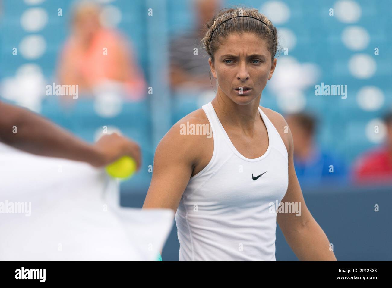 August 15th, 2016: Sara Errani (ITA) preps for Monday's round of the ...