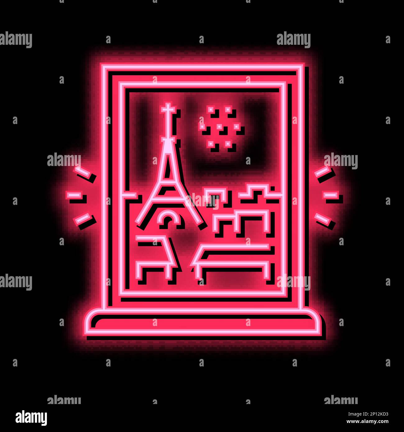 view from window on paris neon glow icon illustration Stock Vector ...