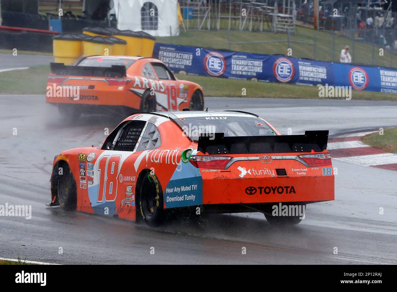 Daniel Suarez (19) and Owen Kelly (18) during the NASCAR Xfinity Series ...