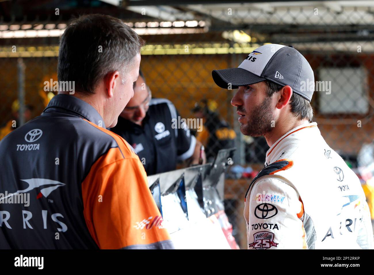 Daniel Suarez, Arris Toyota Camry and Scott Graves during practice for ...