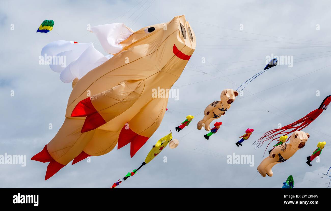 In this Aug. 13, 2016 picture funny kites fly in the sky at the North ...