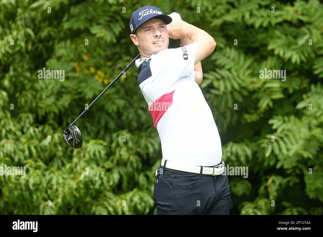 13 AUG 2016: Golfer Bronson Burgoon tees off on the number two hole ...