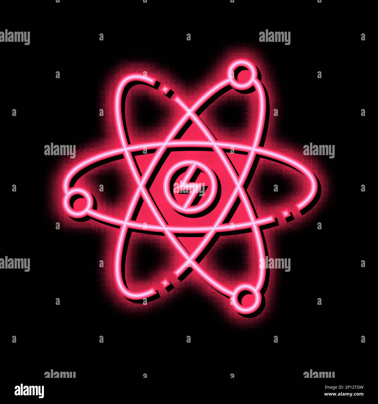 atom nuclear energy neon glow icon illustration Stock Vector Image ...