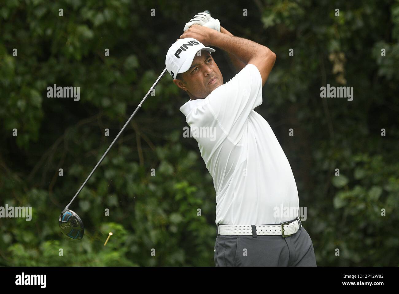 12 AUG 2016: Golfer Arjun Atwal tees off for the second hole during the ...