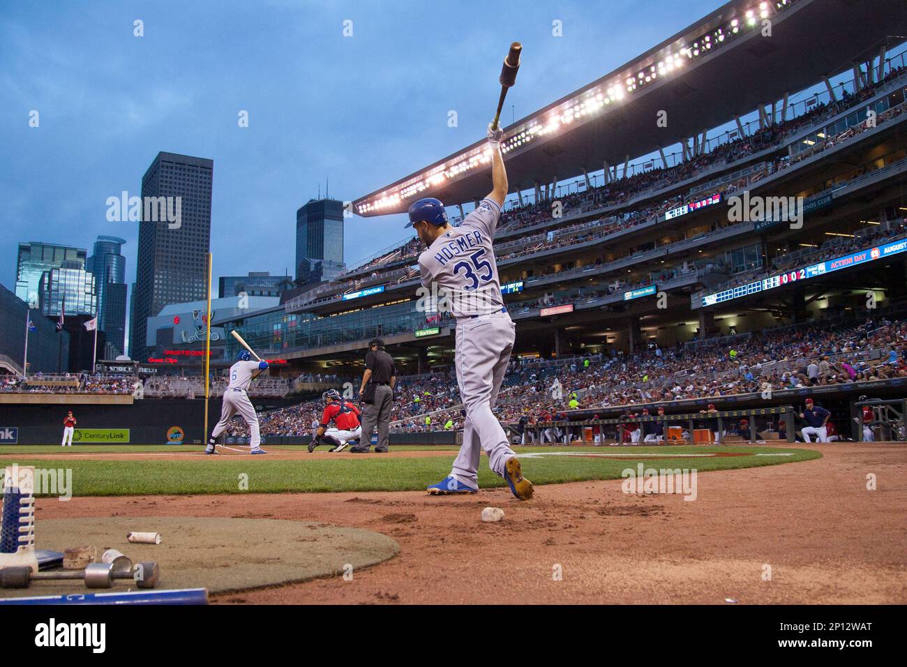 12 AUG 2016: Kansas City Royals first baseman Eric Hosmer (35) warms up ...