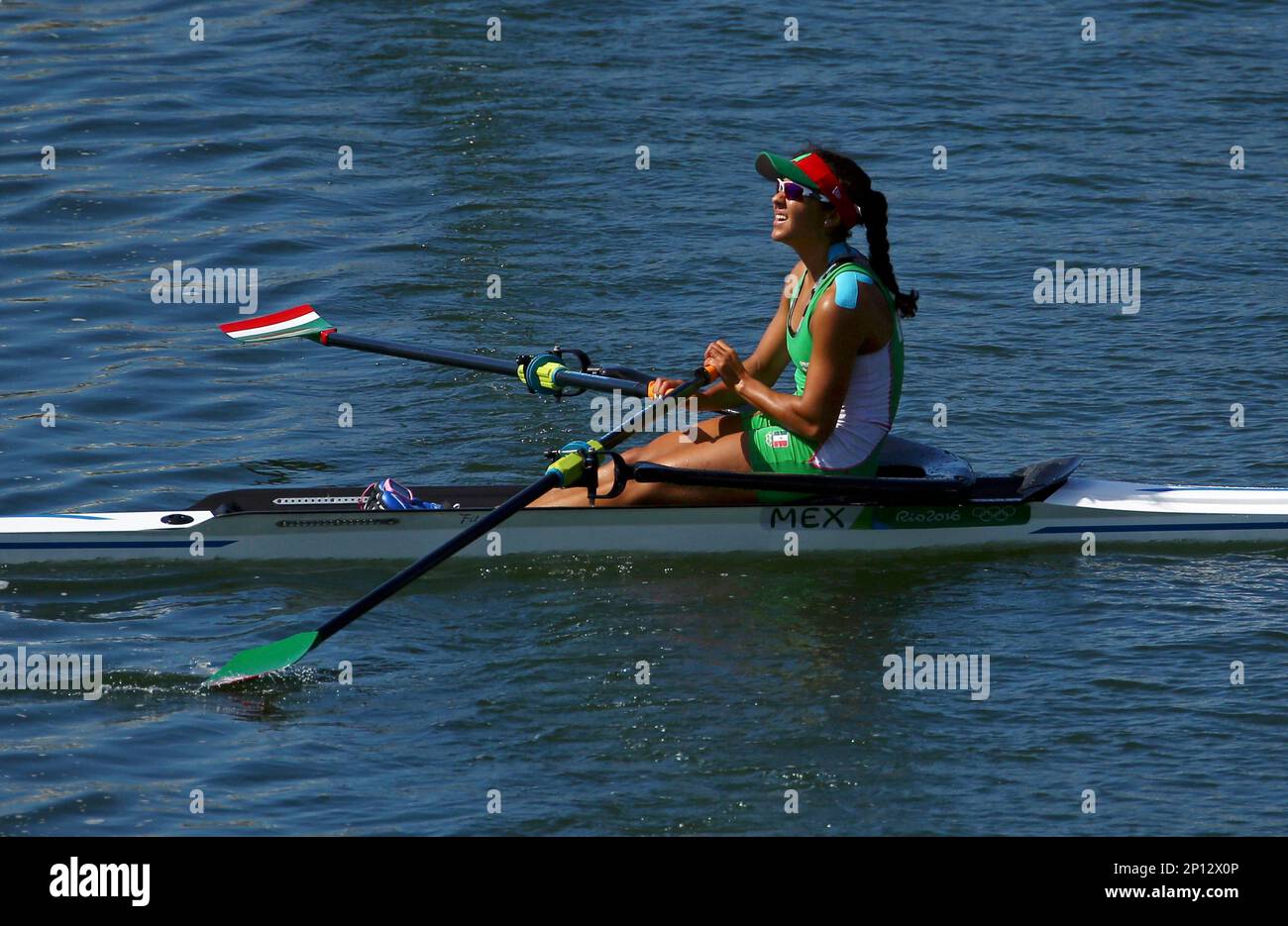 Kenia Lechuga Alanis Mexico reacts during the women's single sculls ...
