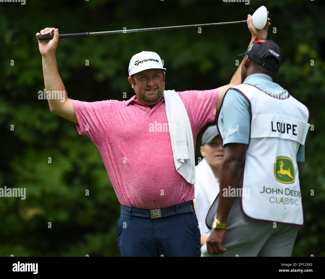 Steve Marino stretches before teeing off on the 17th hole during the ...