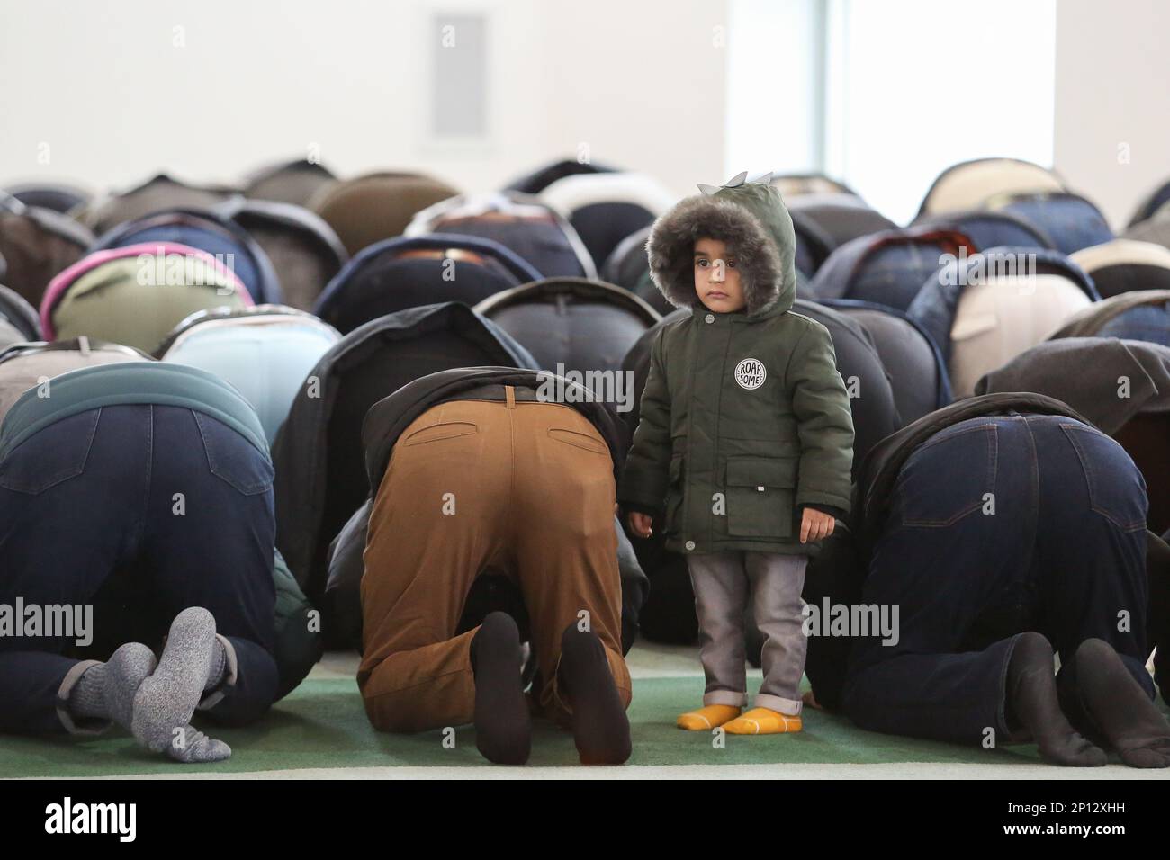 London, UK, 3rd March, 2023. 2-year-old Awais from Morden waits as his ...