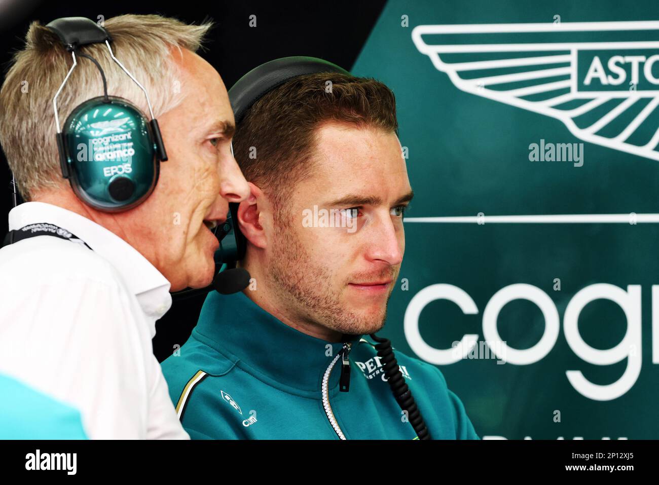 (L to R): Martin Whitmarsh (GBR) Aston Martin F1 Team Group Chief ...