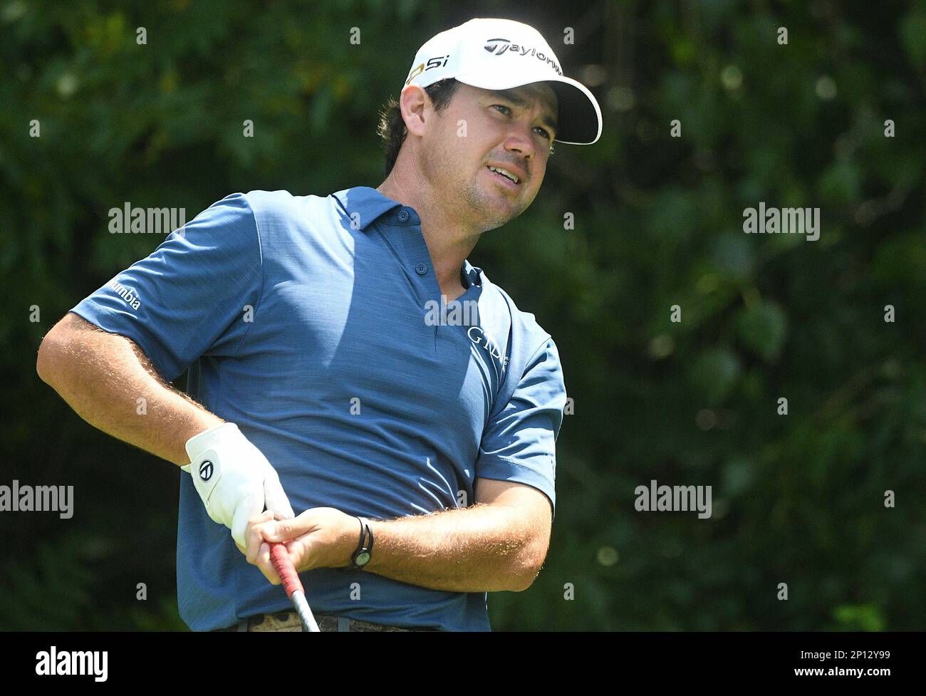 11 AUG 2016: Brian Harman watches his shot after teeing off at the ...