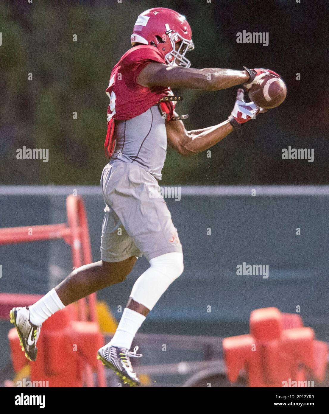 Alabama defensive back Ronnie Harrison works through drills during the ...